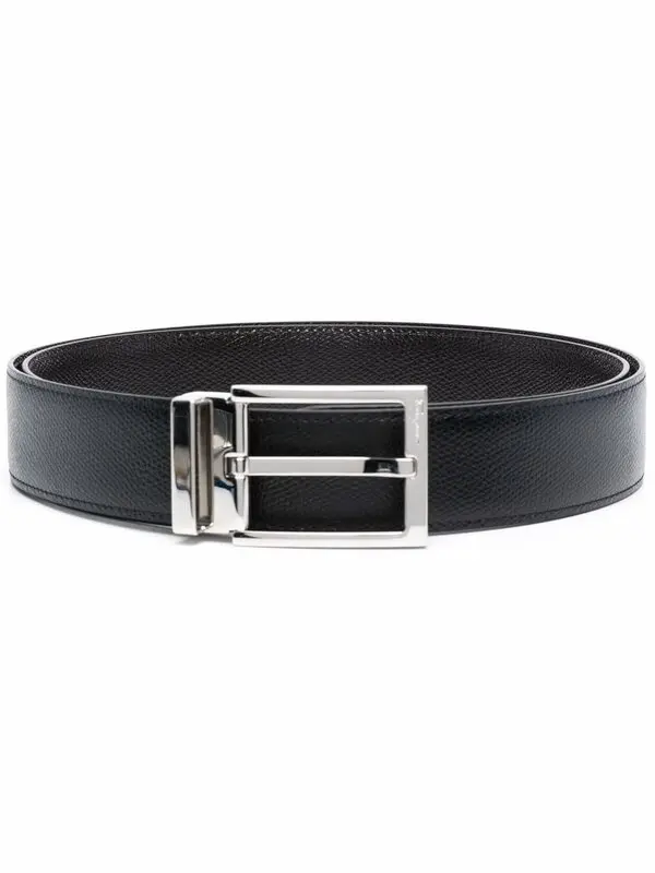 FERRAGAMO Rectangle Buckle Reversible Belt - Black