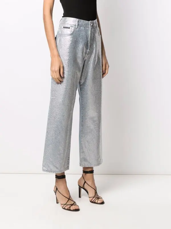 Philipp Plein Full Crystal Wide-leg Jeans