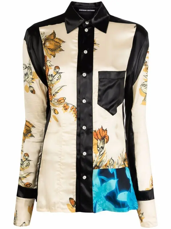 Kwaidan Editions Panelled Long-Sleeve Shirt In Neutrals - 49 Off