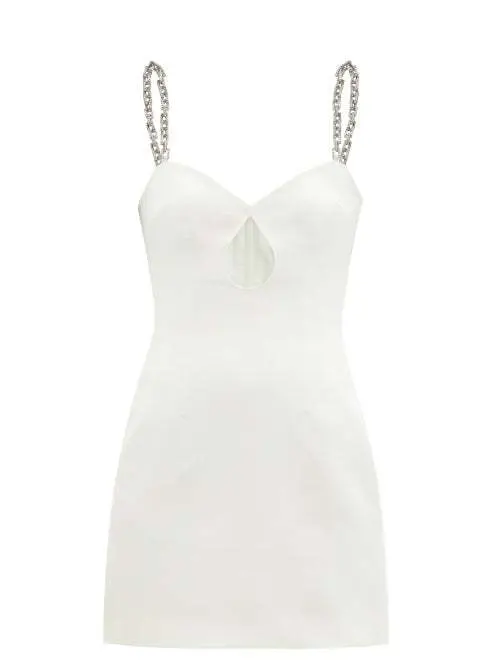 David Koma Chain-Link Strap Crepe Mini Dress - White | Editorialist
