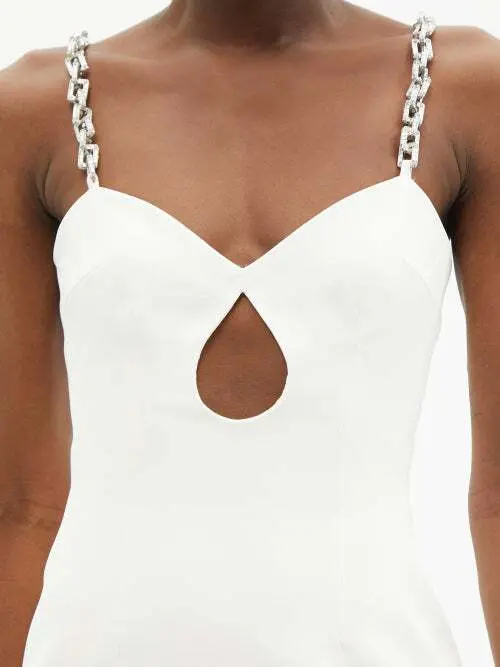 knee length dresses for ladies Barbra White Cross Straps Bodycon Mini Dress with Bubble Hem main image 1