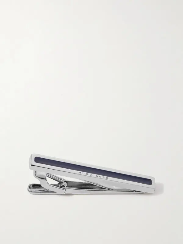 Hugo Boss Logo-engraved -tone And Enamel Tie Clip