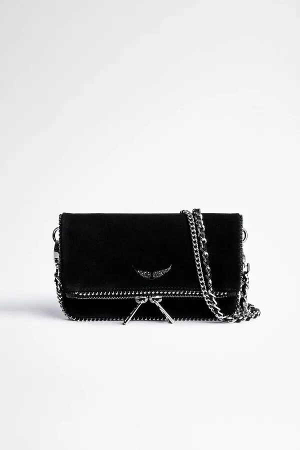 Zadig&Voltaire Rock Nano Suede Strass Clutch