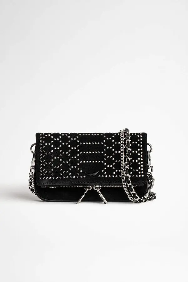 Zadig&Voltaire Rock Nano Suede Scale Studs Clutch