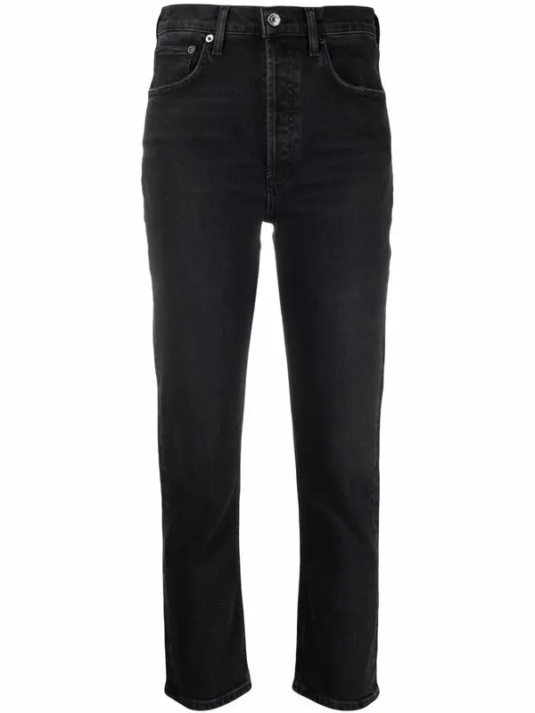 AGOLDE High-waisted Straight-leg Jeans - Black