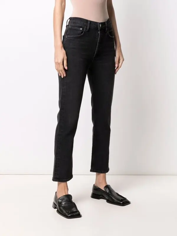AGOLDE High-waisted Straight-leg Jeans - Black