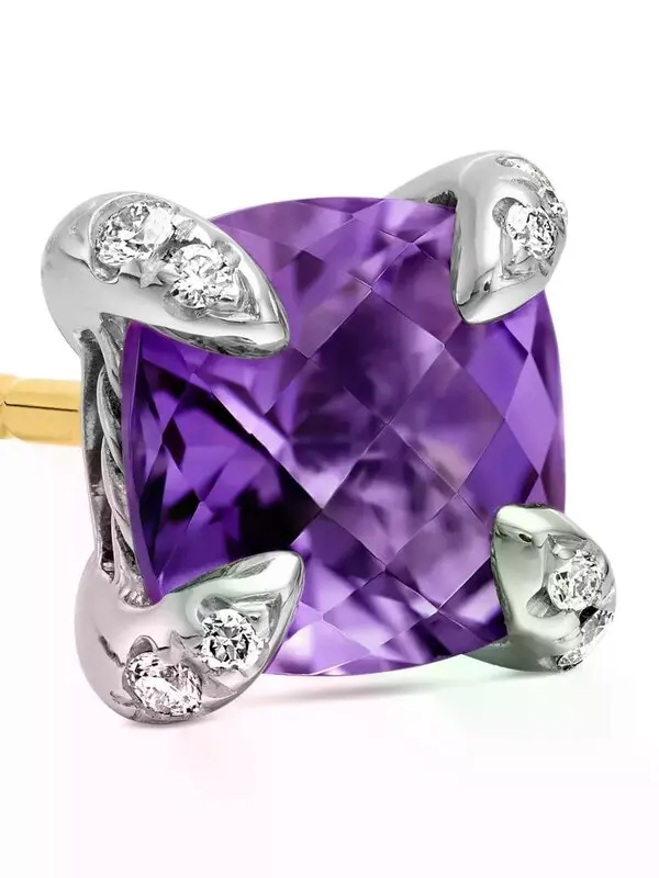 David Yurman Sterling Silver Petite Chatelaine Amethyst And Diamond Stud Earrings - Purple