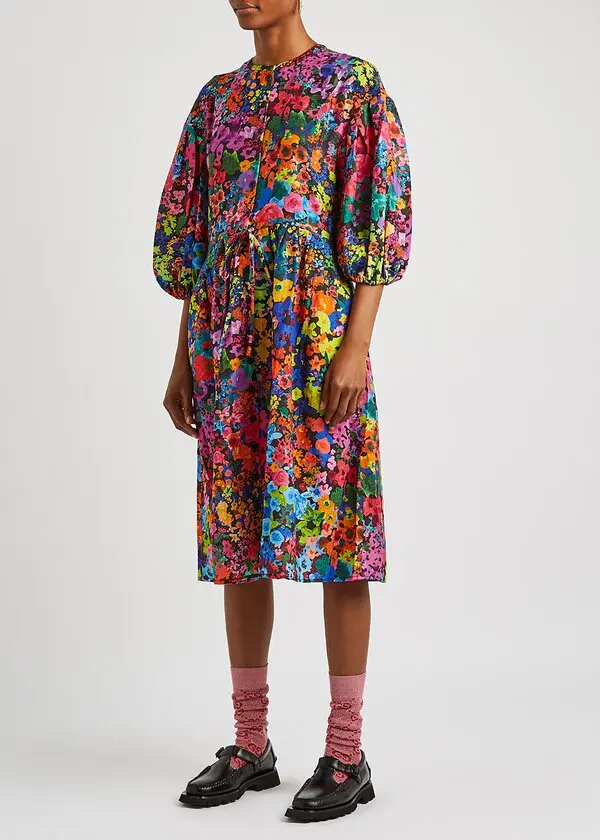Stine Goya India Floral-print Woven Midi Dress