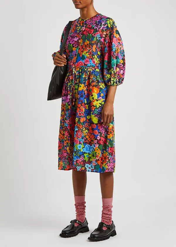 Stine Goya India Floral-print Woven Midi Dress