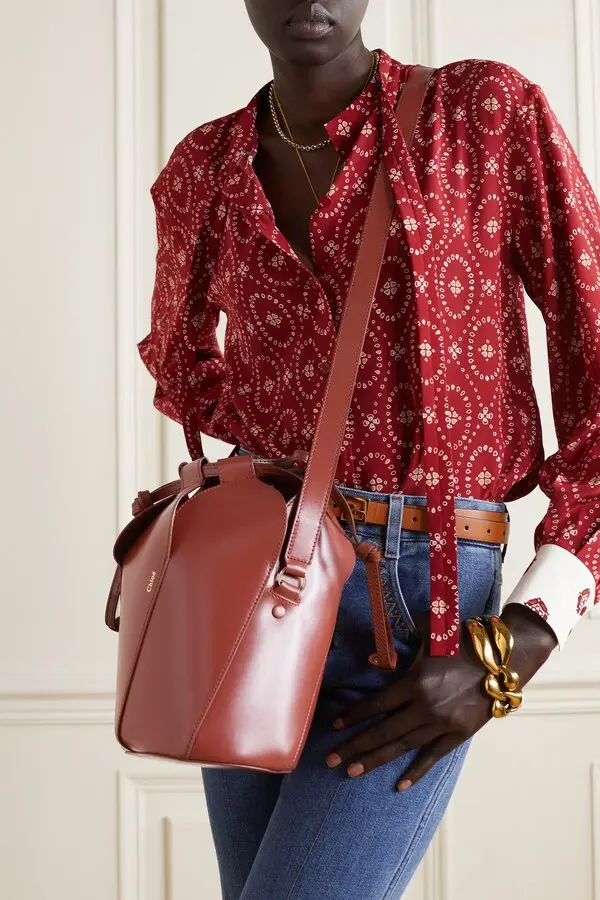 Chloé Tulip Small Paneled Leather Bucket Bag