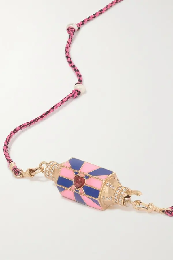 MARIE LICHTENBERG Candy Heart 14-karat Multi-stone And Enamel Necklace