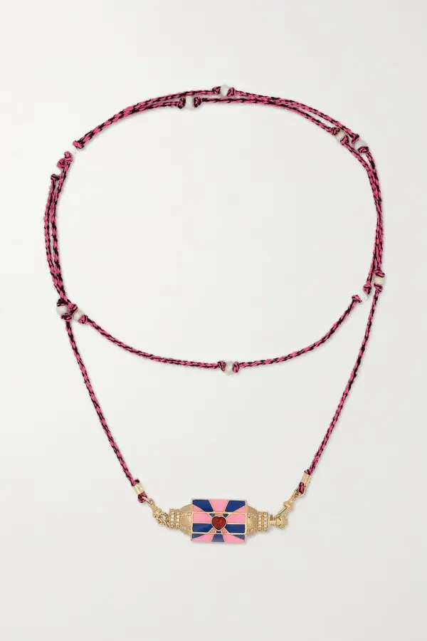MARIE LICHTENBERG Candy Heart 14-karat Multi-stone And Enamel Necklace