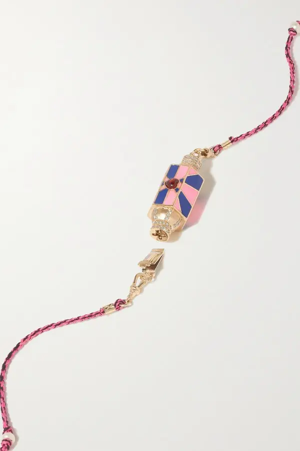 MARIE LICHTENBERG Candy Heart 14-karat Multi-stone And Enamel Necklace