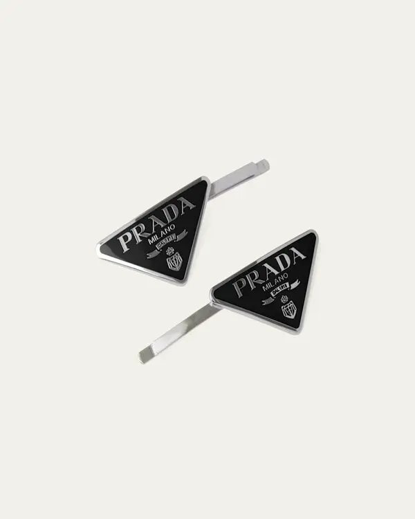 Prada Logo Hair Pin Set - Nero