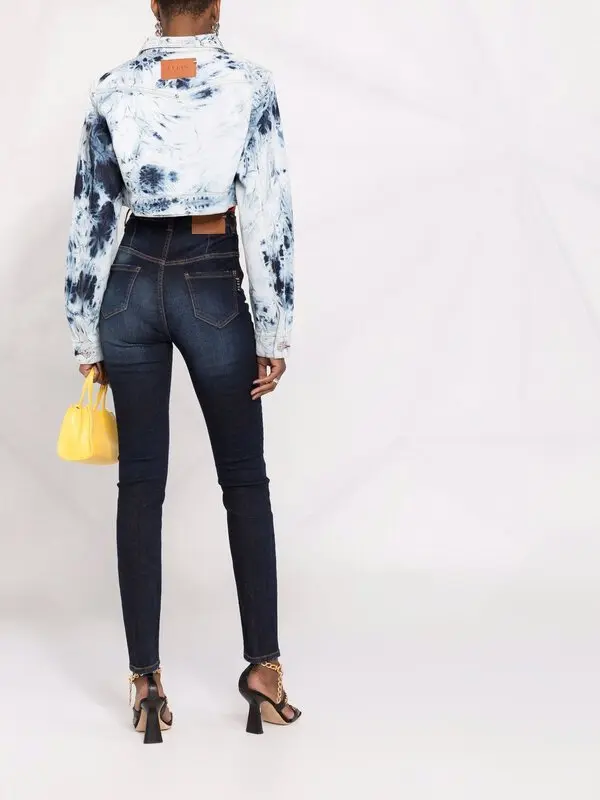 Philipp Plein Bleached-effect Cropped Denim Jacket