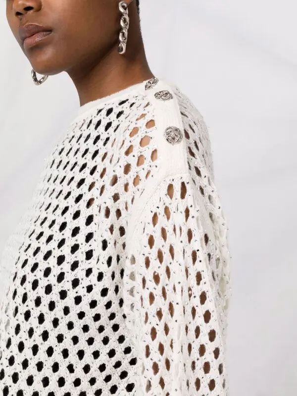 Philipp Plein Pointelle-knit Jumper - White