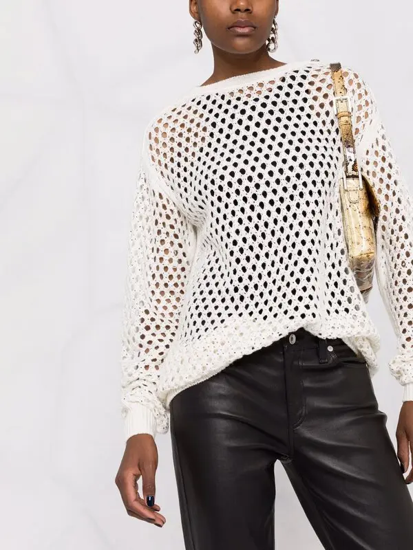 Philipp Plein Pointelle-knit Jumper - White