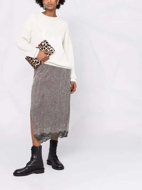 Philipp Plein Crystal-embellished Knitted Jumper - Neutrals