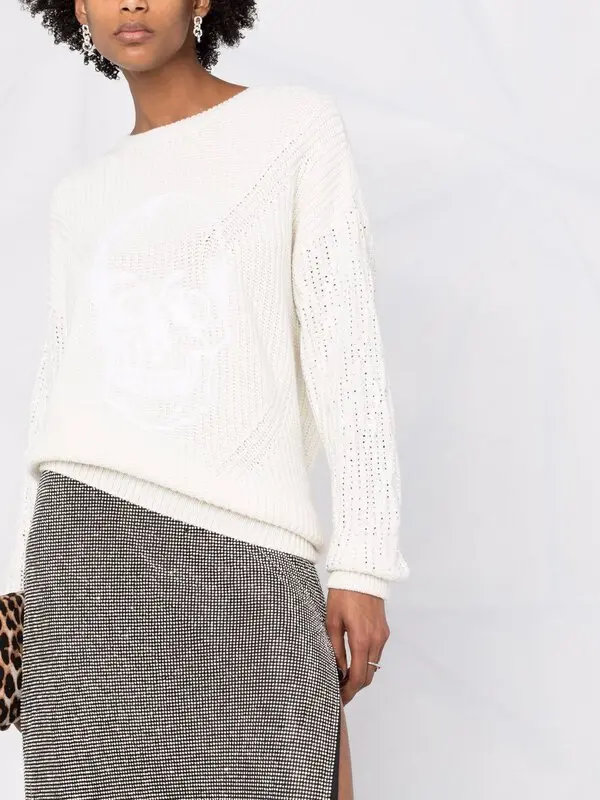 Philipp Plein Crystal-embellished Knitted Jumper - Neutrals