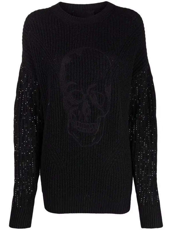 Philipp Plein Crystal-embellished Knitted Jumper - Black