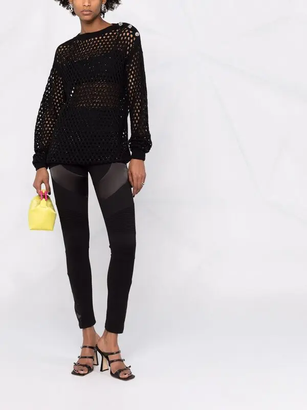 Philipp Plein Crystal-embellished Pointelle-knit Jumper