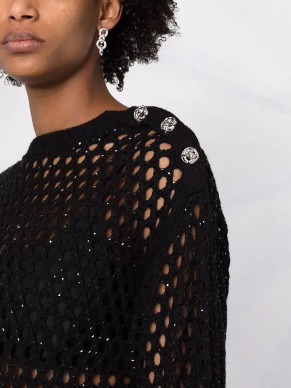 Philipp Plein Crystal-embellished Pointelle-knit Jumper