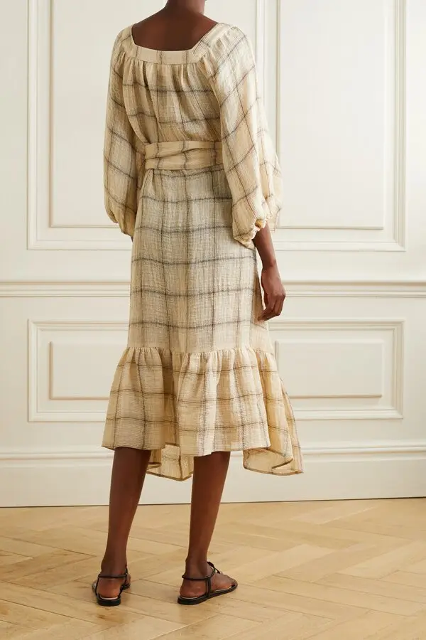 knee length dresses for ladies Lost in Paris Linen Midi Dress in Pink main image 1