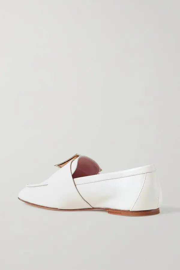 ROGER VIVIER Embellished Leather Loafers - Off-white