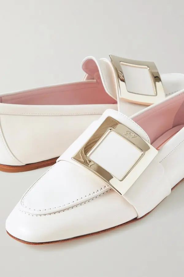 ROGER VIVIER Embellished Leather Loafers - Off-white