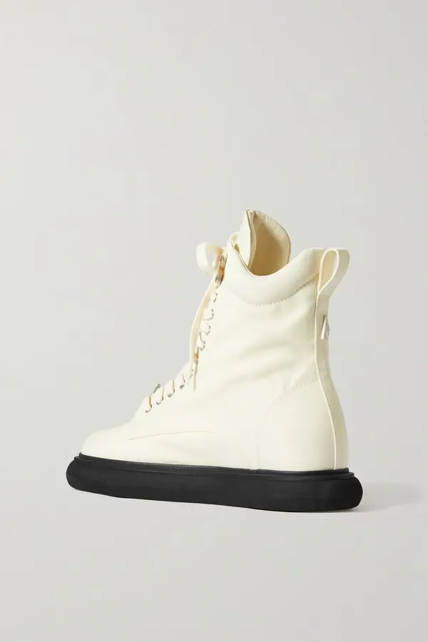 Attico Selene Logo-embellished Shell And Leather Combat Boots