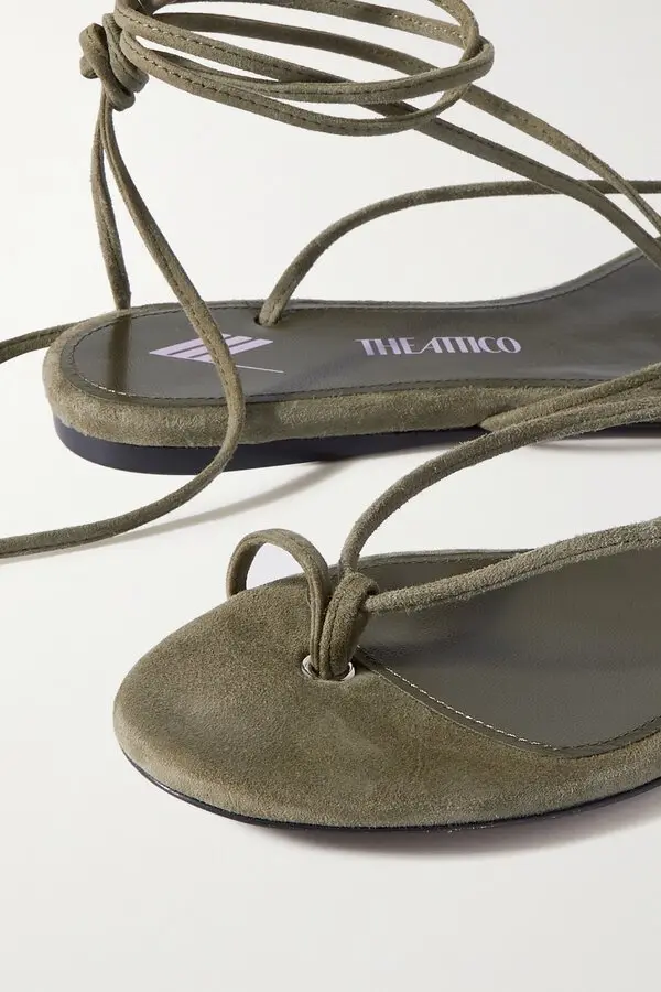 Attico Kika Suede Sandals - Green