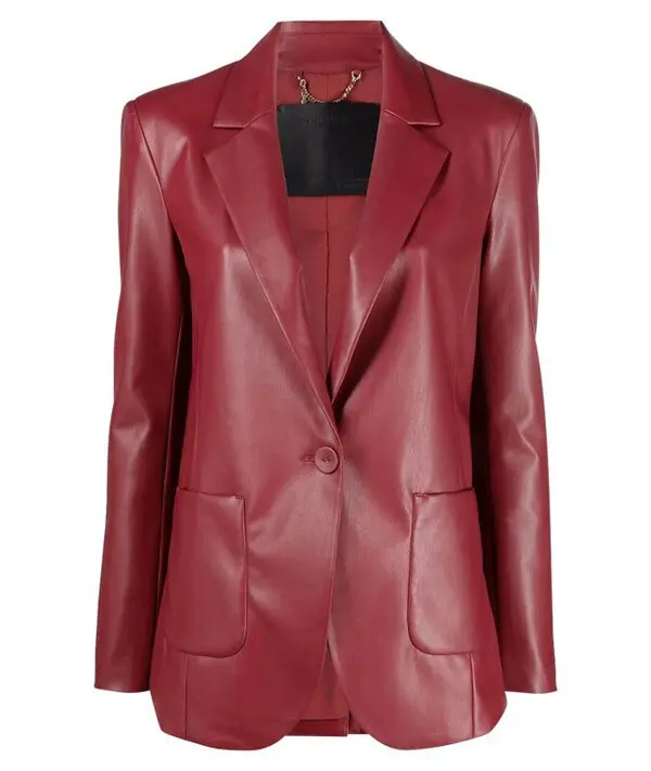 Patrizia Pepe Faux-leather Button-front Blazer