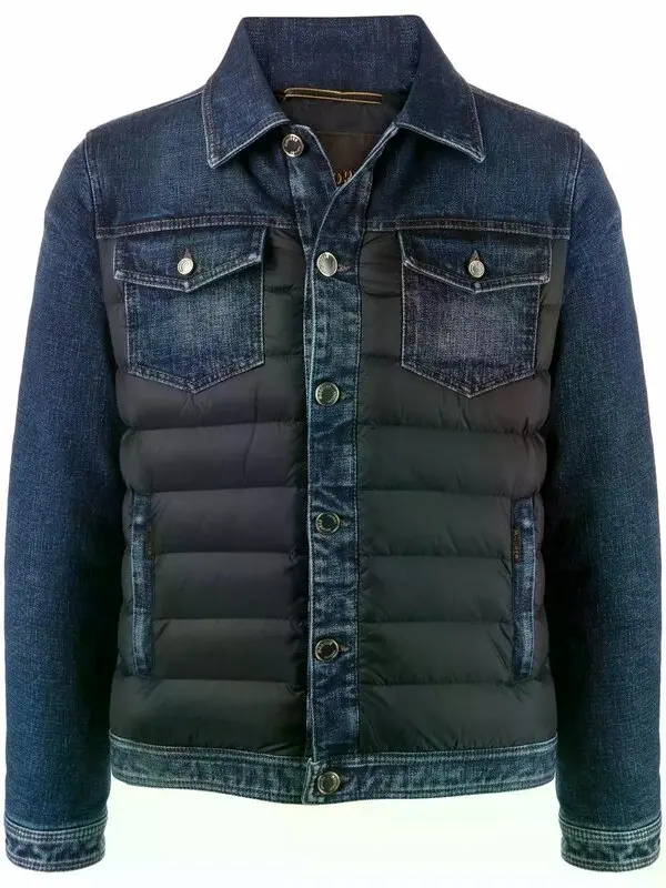 MOORER Mondor-104s Padded Denim Jacket - Blue