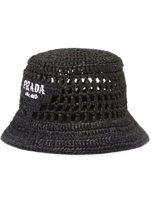 Prada Crochet Bucket Hat - Black