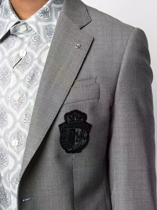 BILLIONAIRE Super Slim Crest-embroidered Blazer - White