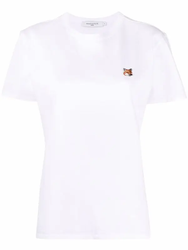 Maison Kitsuné Fox-appliqué Cotton T-shirt - White