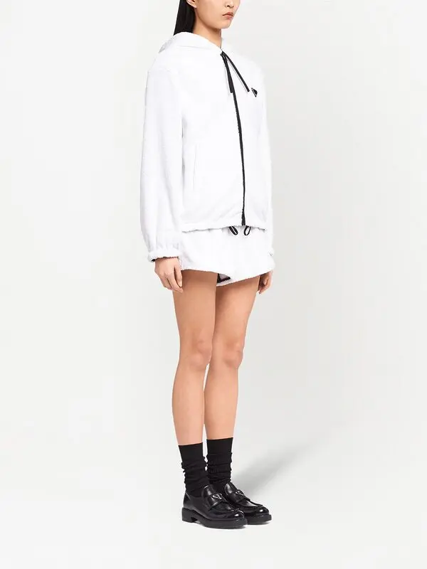 Prada Terry-Cloth Zip-Up Hoodie - White | Editorialist