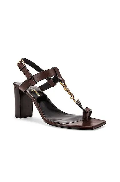 Saint Laurent Cassandra Sandals In Brown