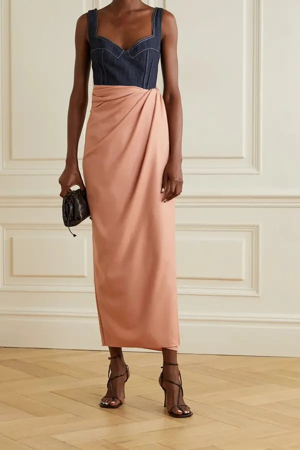 Brandon Maxwell Wrap-effect Gathered Wool And Silk-blend Midi Skirt