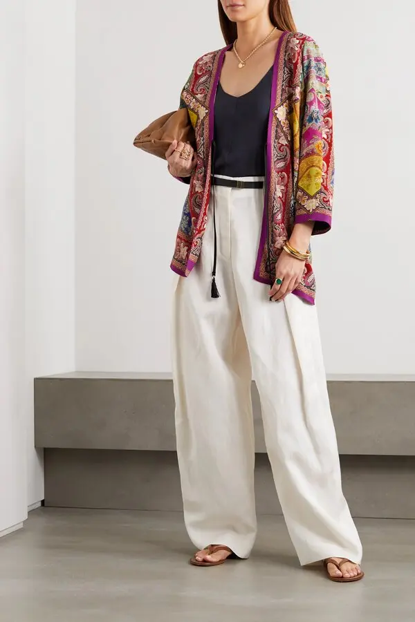 Etro Printed Satin Kimono Jacket