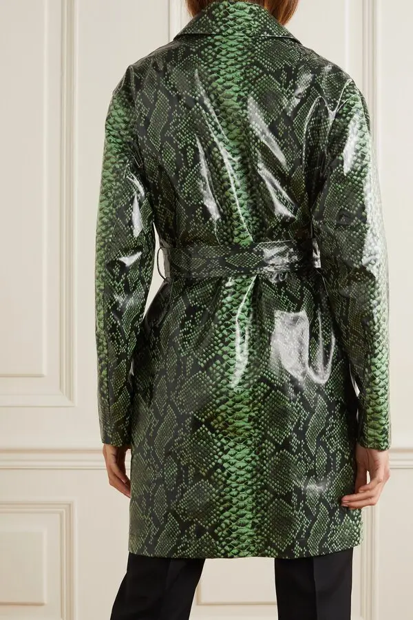 Dries Van Noten Snake-Print Coated Cotton-Blend Trench Coat In