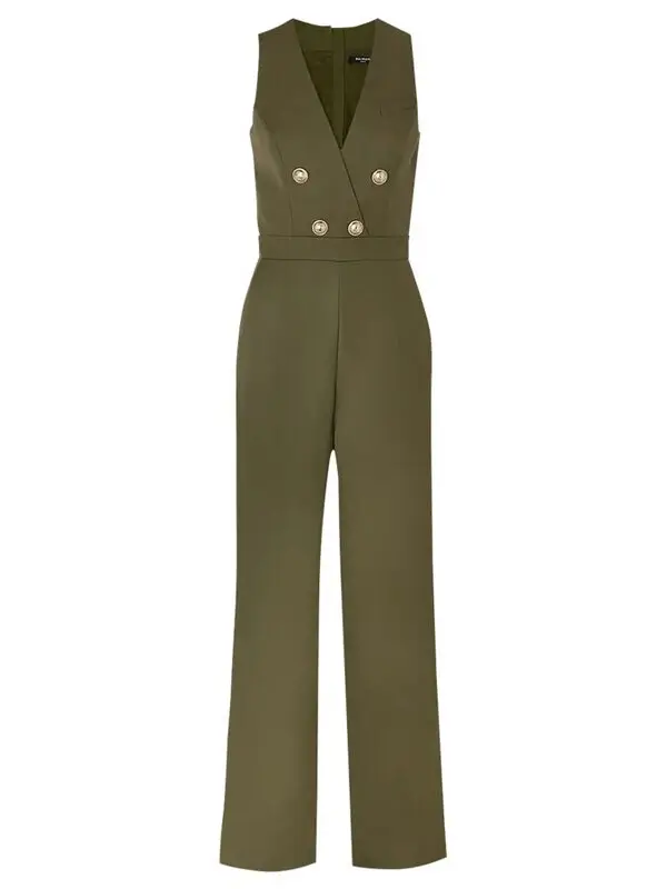 Balmain Buttoned-embellished Wool Jumpsuit