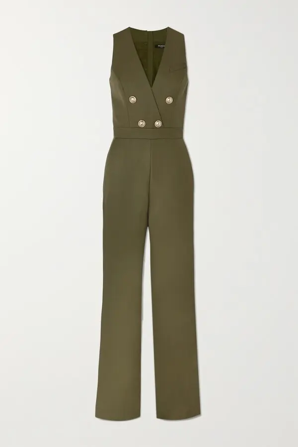 Balmain Buttoned-embellished Wool Jumpsuit
