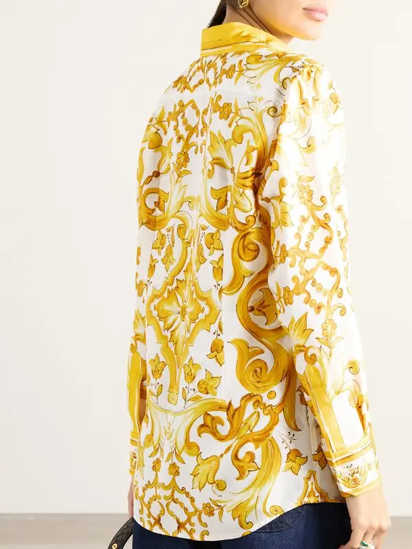 Dolce & Gabbana Maiolica Printed Silk-twill Shirt