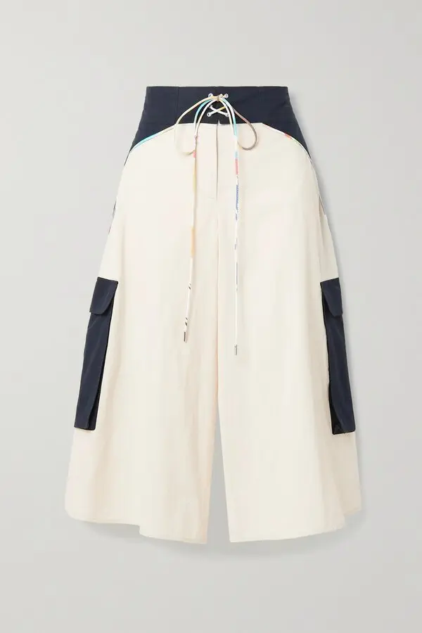 Rosie Assoulin Surf Lace-up Cotton-poplin Culottes