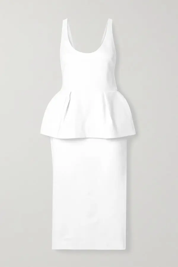 Cushnie Stretch-Crepe Peplum Midi Dress In White - 70% Off | Editorialist