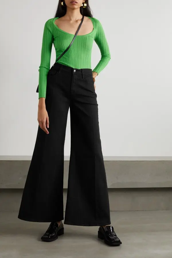 FRAME Le Palazzo High-rise Wide-leg Jeans - Black