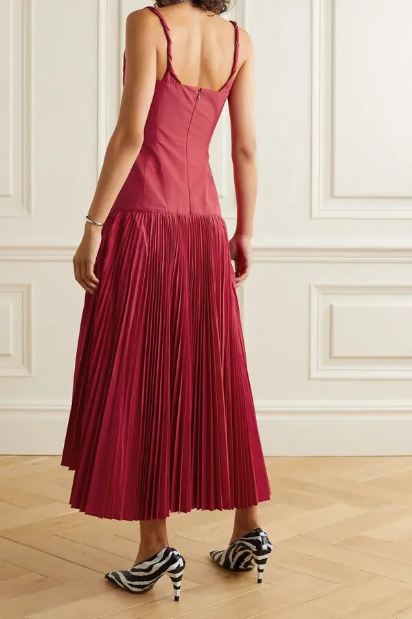 Proenza Schouler Pleated Cotton-Blend Poplin Dress In Red - 50% Off |  Editorialist