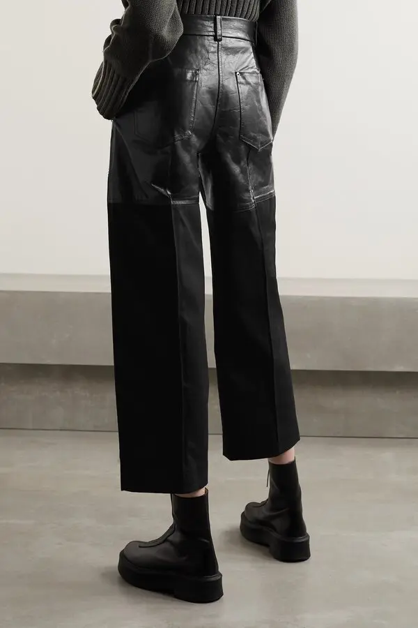 Peter Do Fireman Cropped Paneled Leather And Twill Straight-Leg 