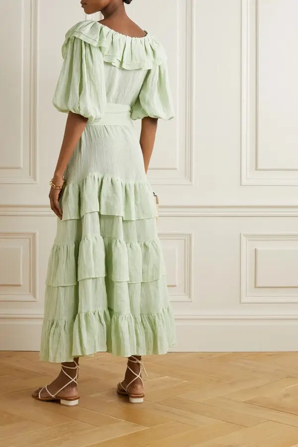 chinese dress ladies Viridian Silk Linen Dress Green by Leo & Lin for SALE main image 0